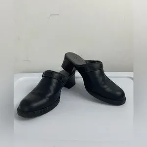 Sporto | Shoes | Womens Sporto Black Clog 2 Chunky Heel Buckle Detail ...